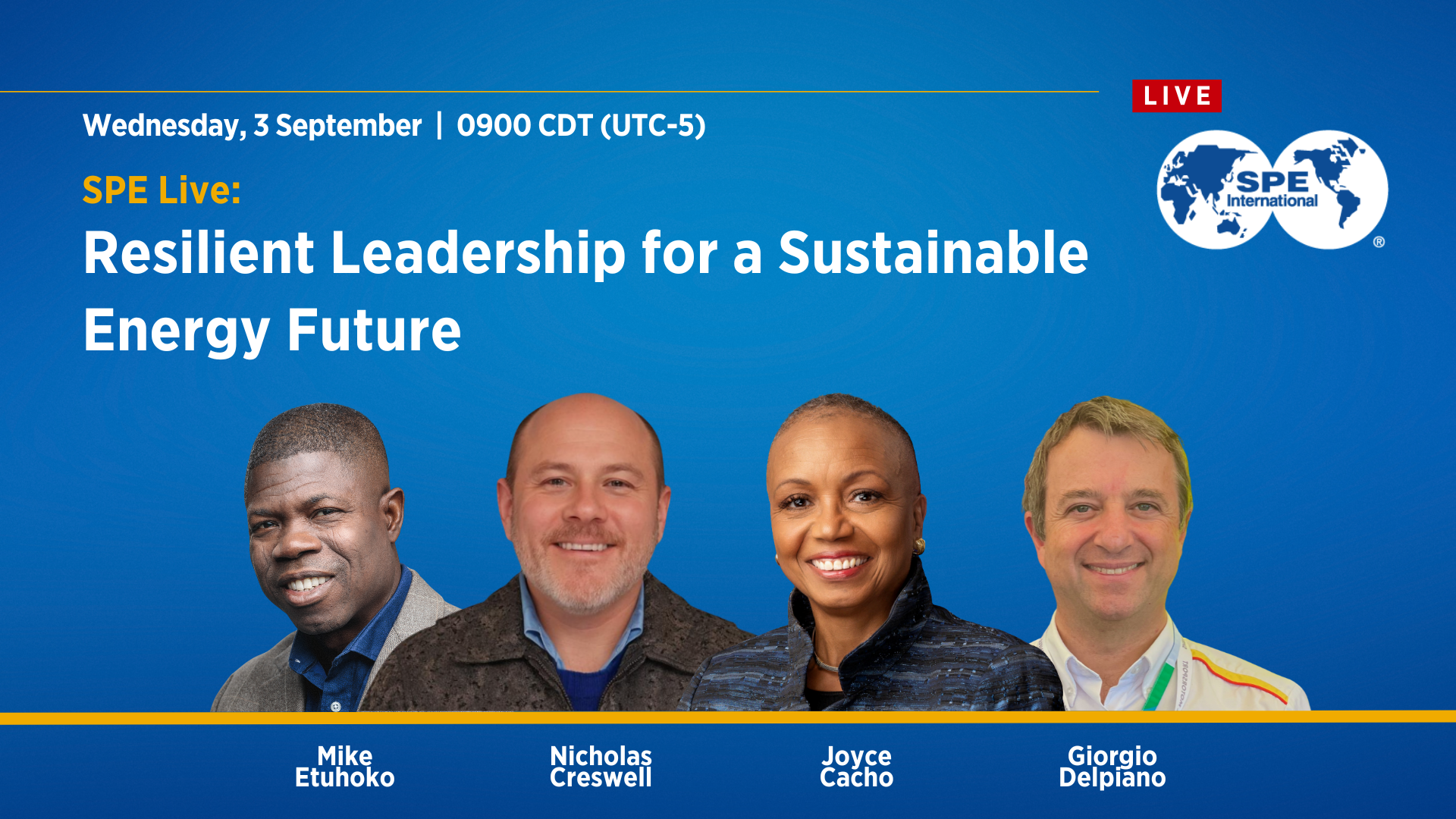 SPE Live: Resilient Leadership for a Sustainable Energy Future – SPE Energy Stream